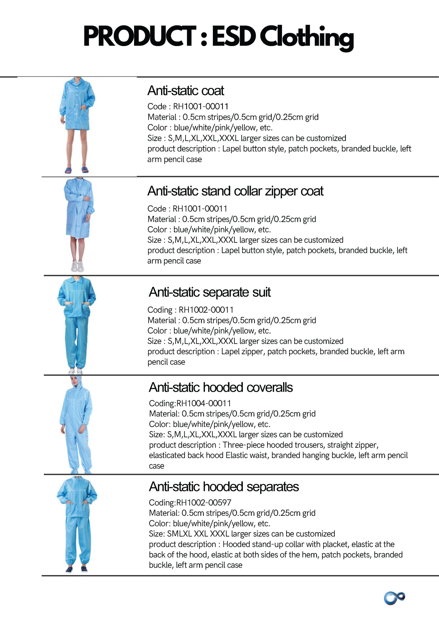 ESD Clothing & ESD Cap - BW INFINITY